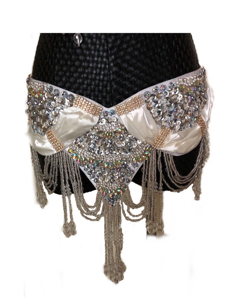 Sexy Handmade Belly Dance Bra Tops Sequins Beads Costumes Set Ivory Etsy