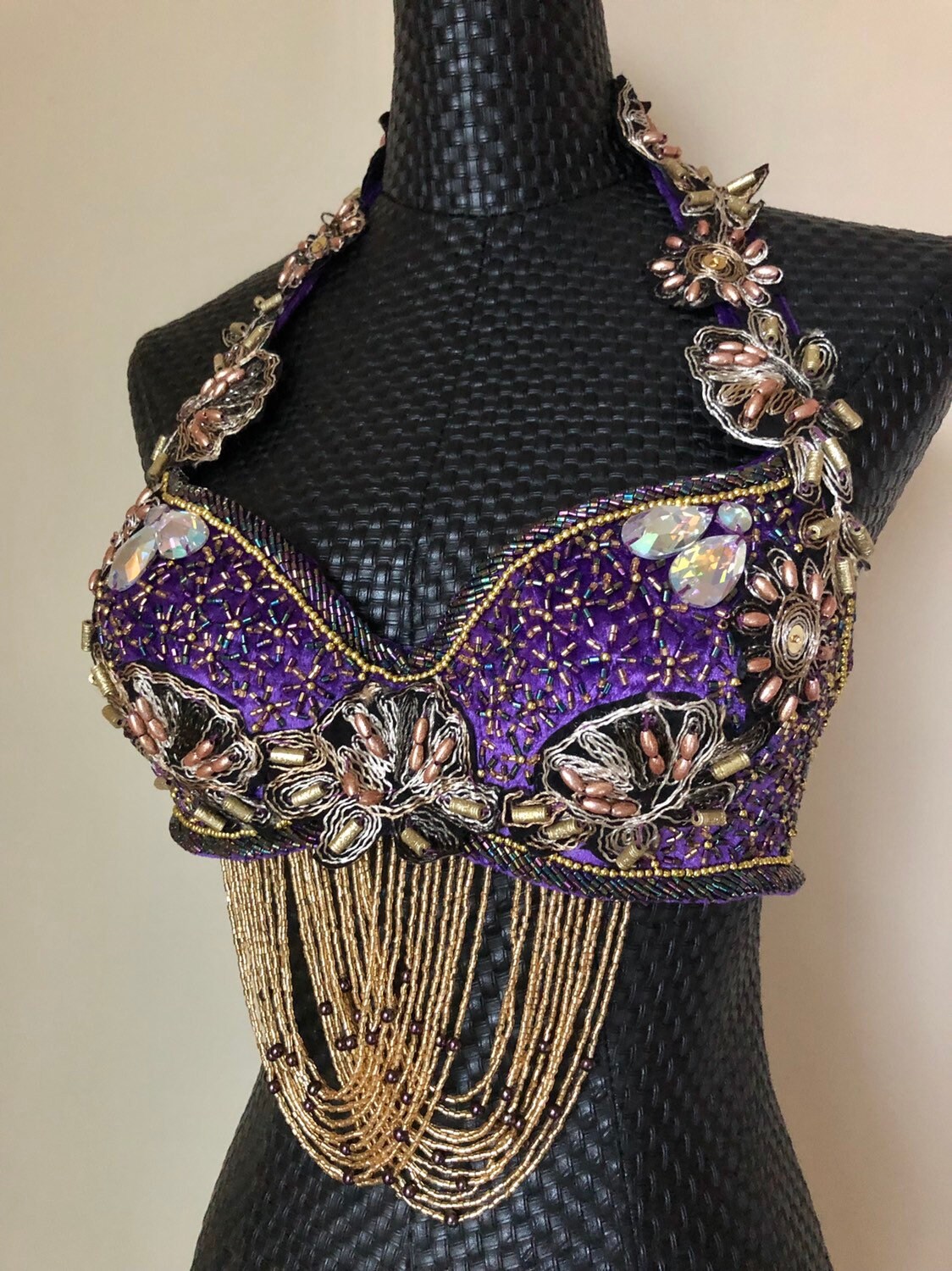 Sexy Handmade Belly Dance Bra Tops Sequins Beads Costume Set Purple Etsy