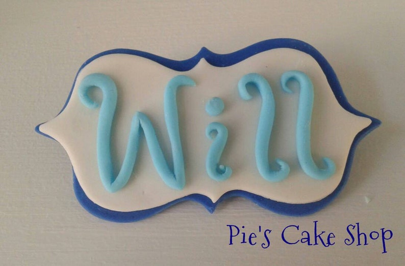 Fondant NAME PLAQUE cake topper edible keepsake | Etsy