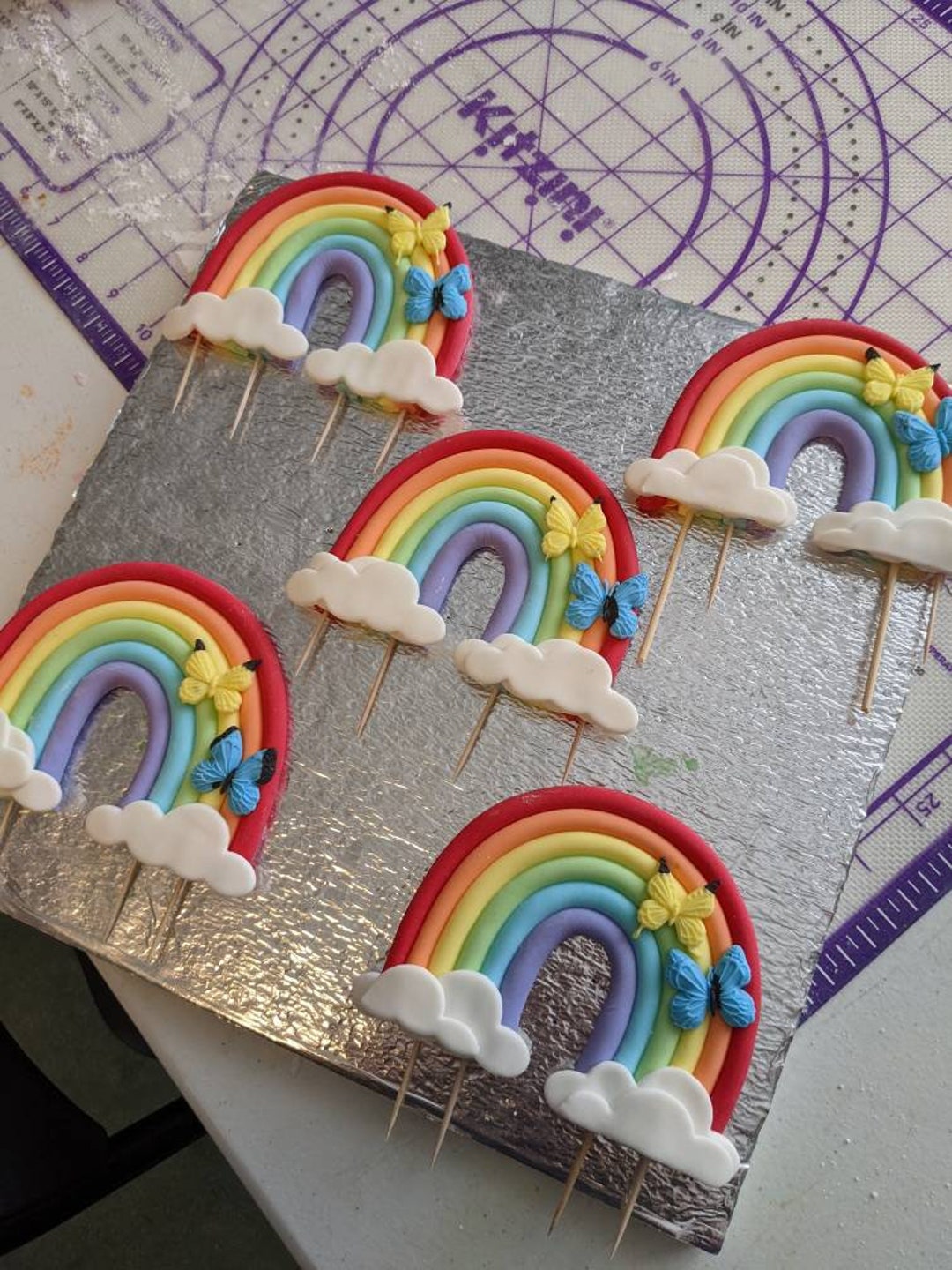 Fondant Rainbow Edible Cake Topper - Etsy