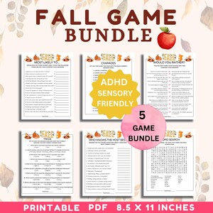 Fall Party Games Bundle, Printable Games for Kids & Adults, Autumn Fun ...