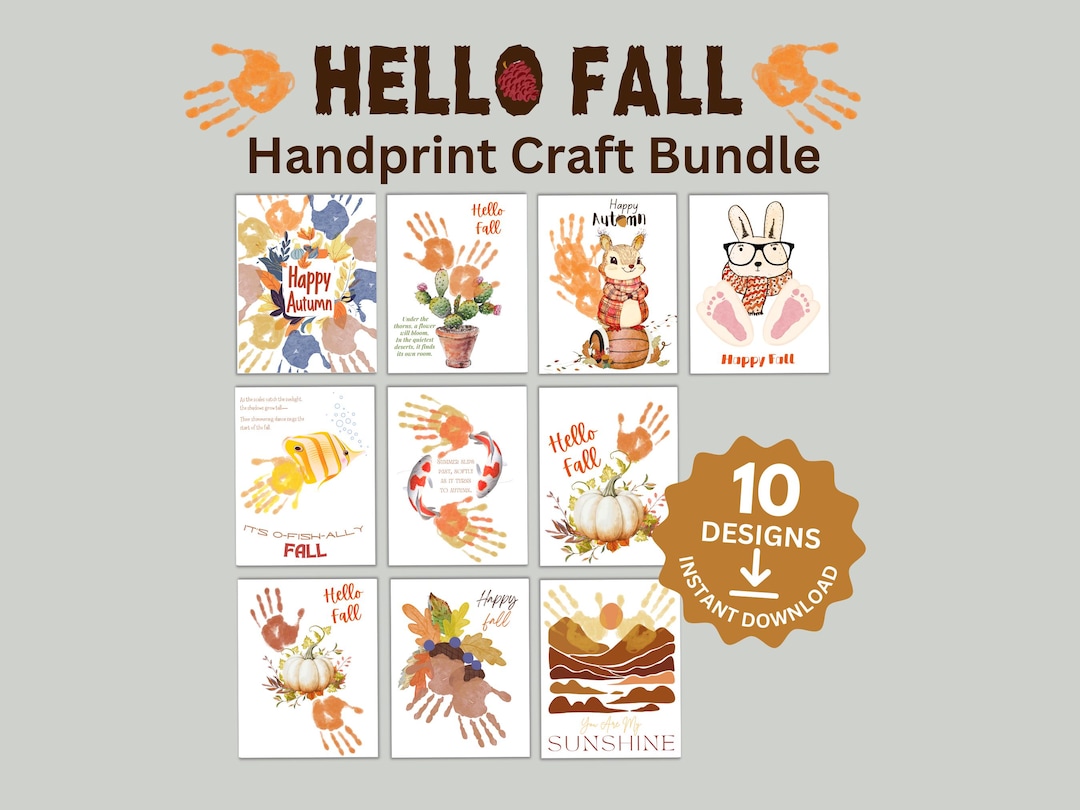 Hello Fall Handprint Craft Kit for Kids, Hello Fall Craft Bundle, DIY ...