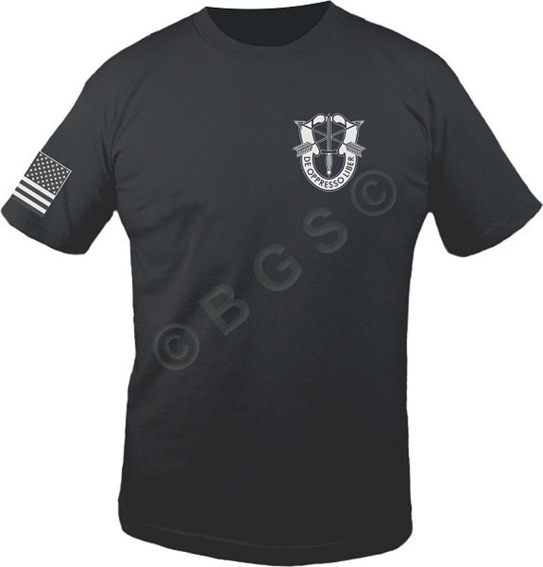 BGS Apparel™ US Army Special Forces Crest Black Custom Screenprinted T ...
