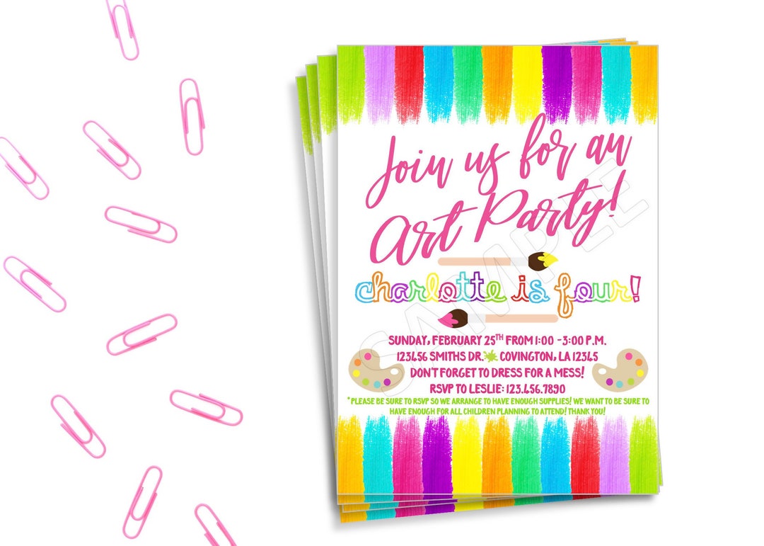 Art Party Invitation, Art Party Invite, Art Party, Painting Party ...