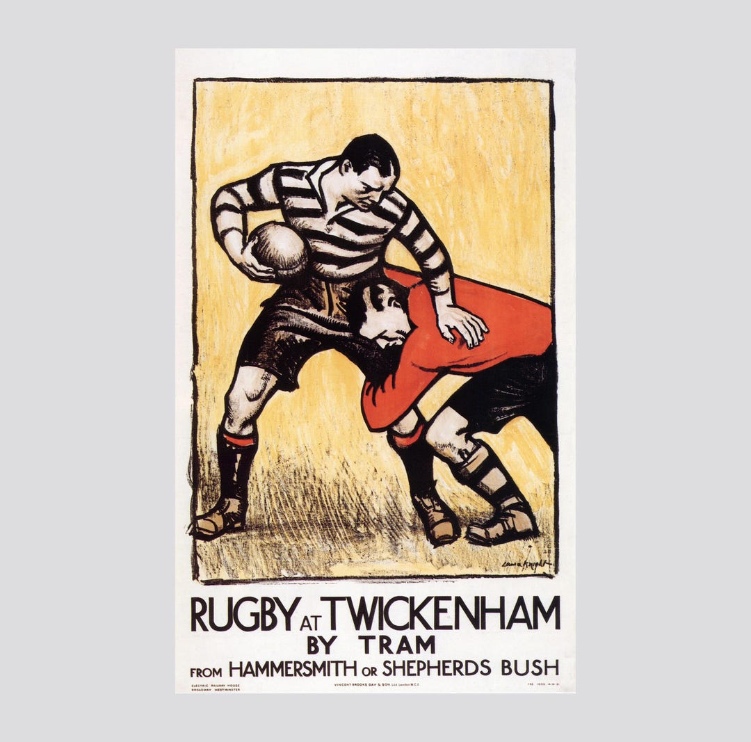 Vintage Rugby Poster - 1921 - Vintage London Poster - Etsy
