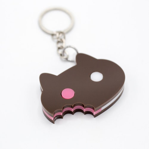 Cookie Cat Bitten Keychain - Etsy