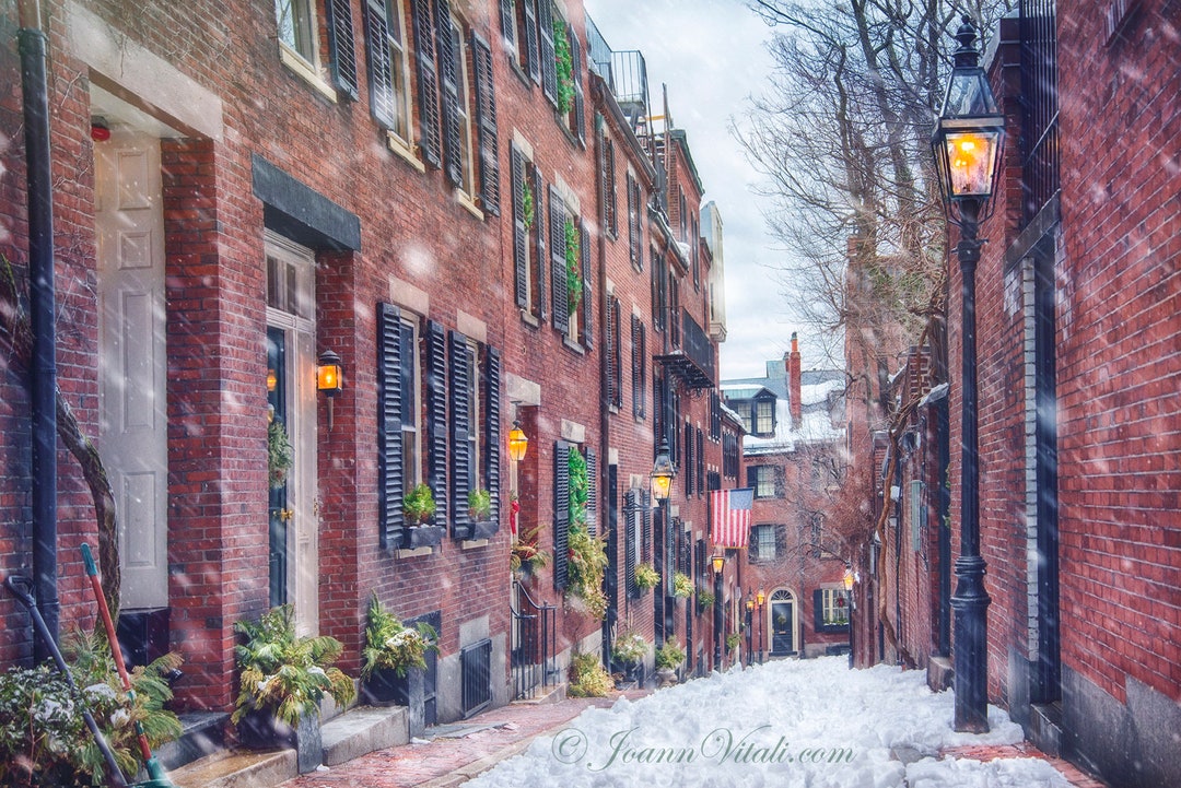 Acorn Street in Winter Boston Art - Boston Photography, Vintage Brick ...