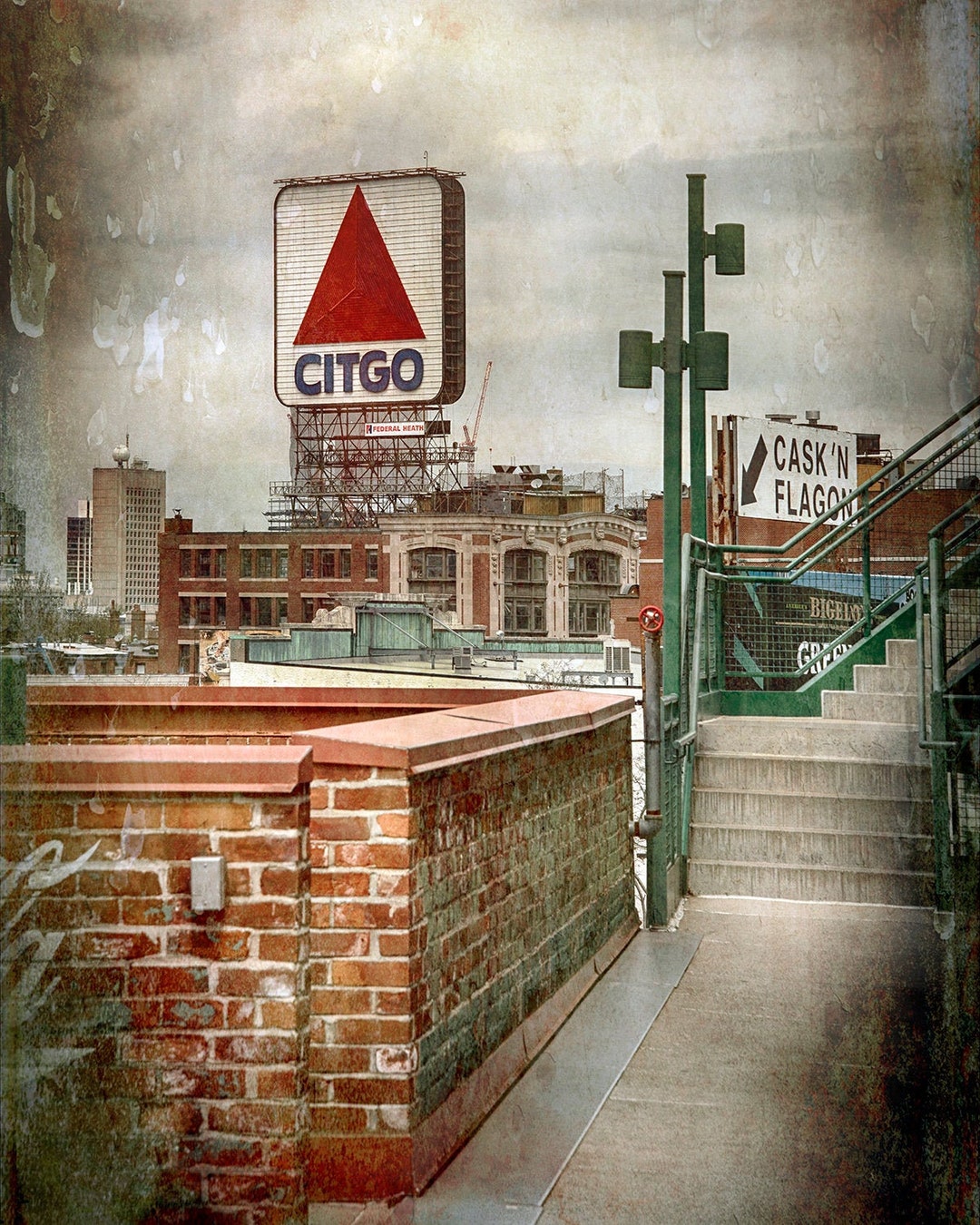 Vintage CITGO Sign in Kenmore Square, Fenway Park Print, Boston Red Sox ...