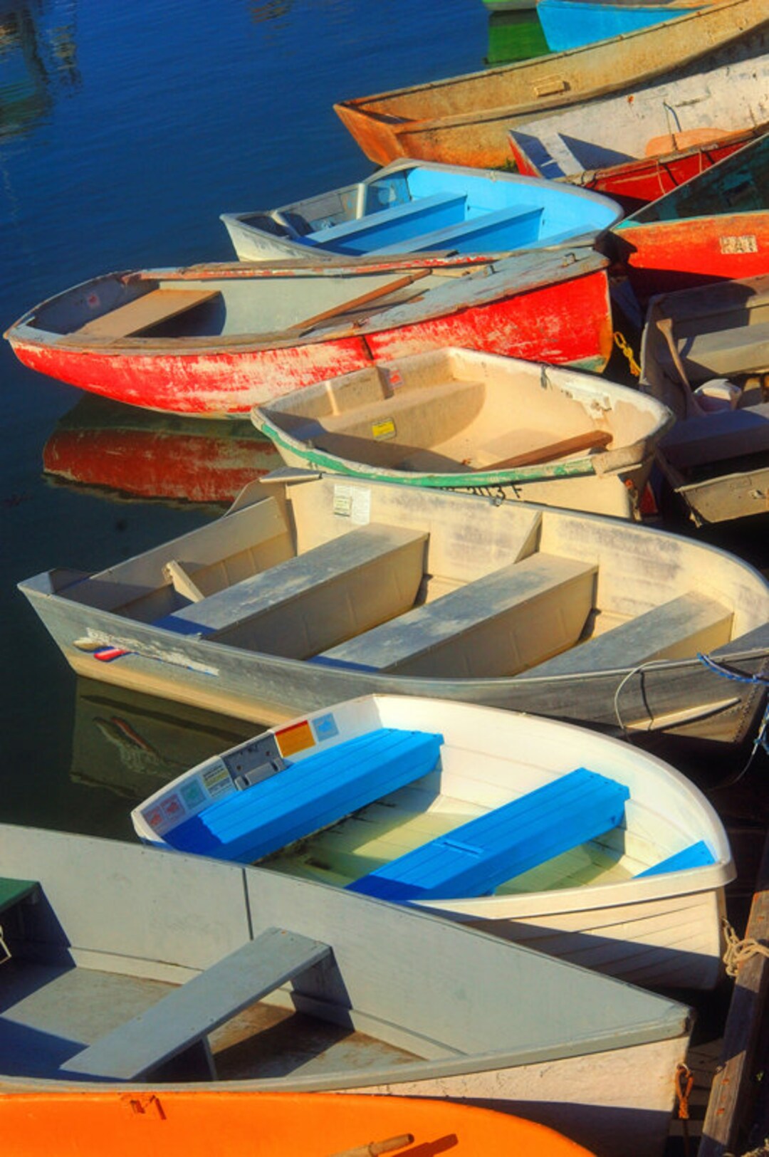 Row Boats Docked in Rockport Ma - Row Boat Print - Colorful Wall Art ...
