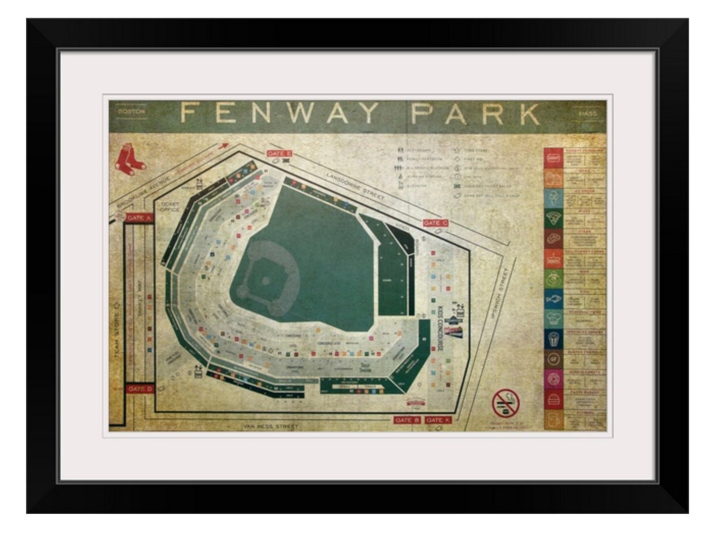 Vintage Fenway Park Seating Chart Print - Vintage Fenway Park Seating ...