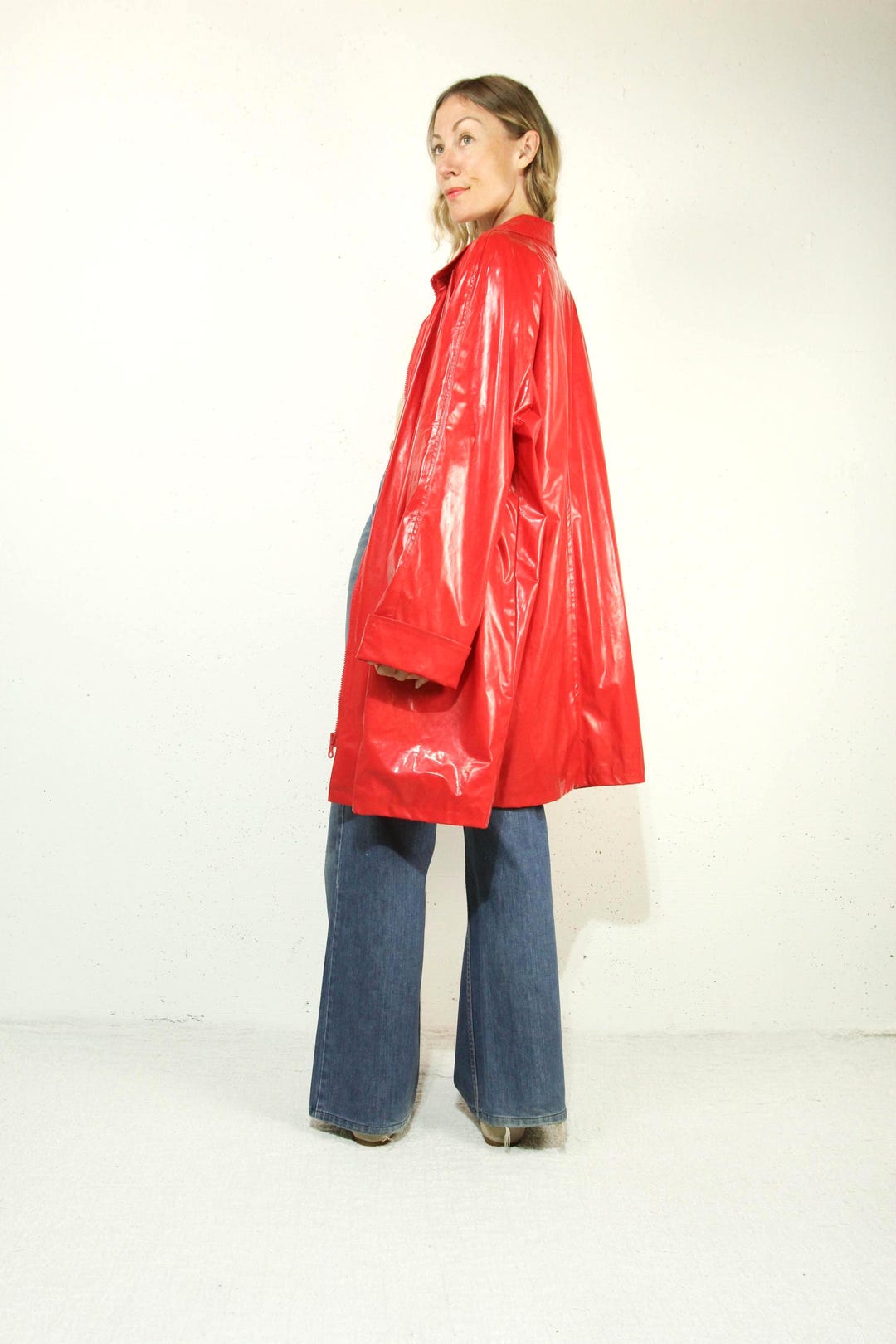 Vintage 1990s Plus Size Red Vinyl Spring Jacket - Etsy