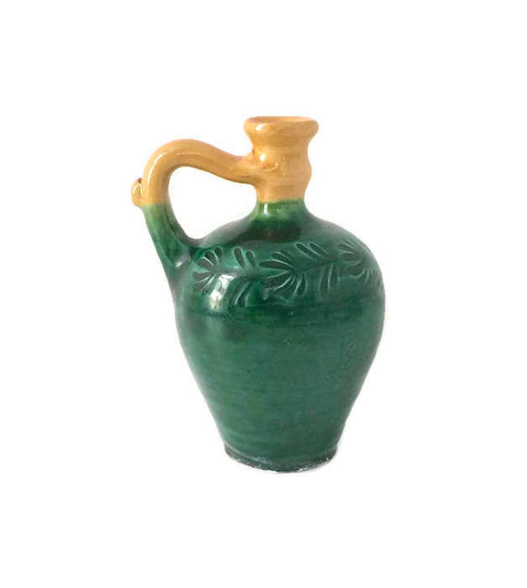 Vintage Green Pottery Jug Handcrafted Signed by Maker - Etsy Hong Kong