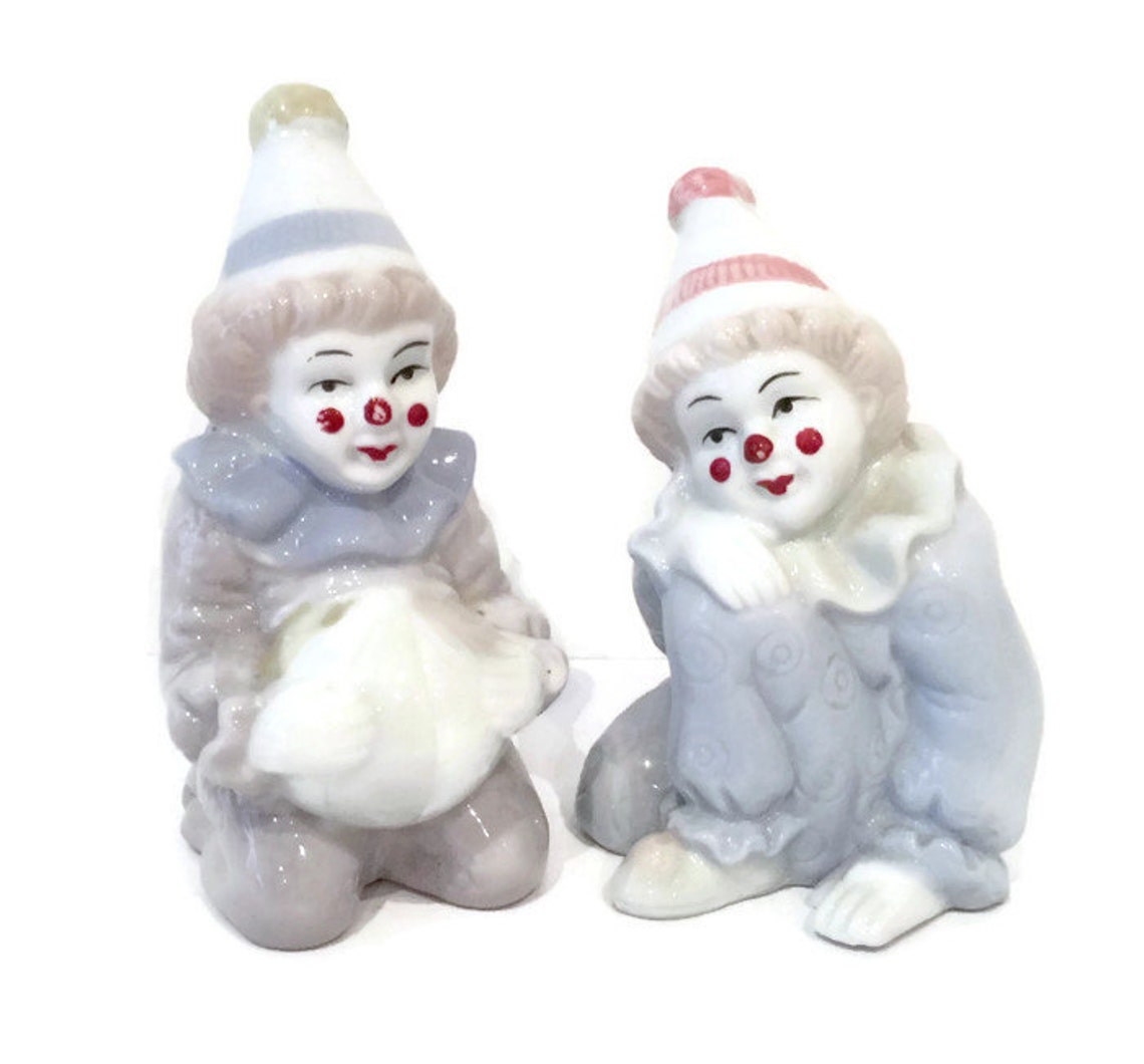 Vintage Porcelain Clowns Set of 2 - Etsy
