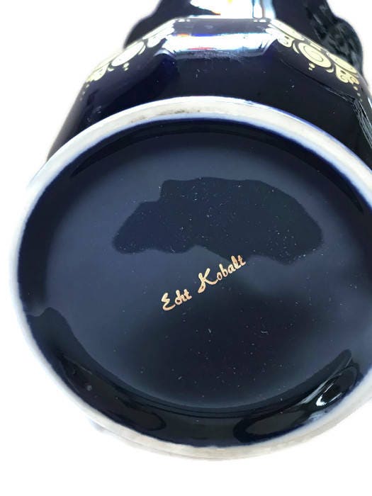 Echt Kobalt Porcelain Vase Rich Cobalt Blue With Gold Design - Etsy