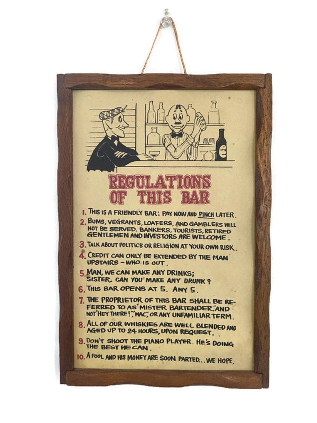 Vintage Bar Sign | Kitschy Wall Plaque | Barroom Etiquette | Funny Wall ...
