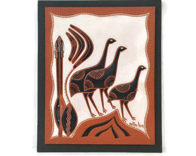 Rare Vintage Australian Aboriginal Leather Picture by Warren Raine ...