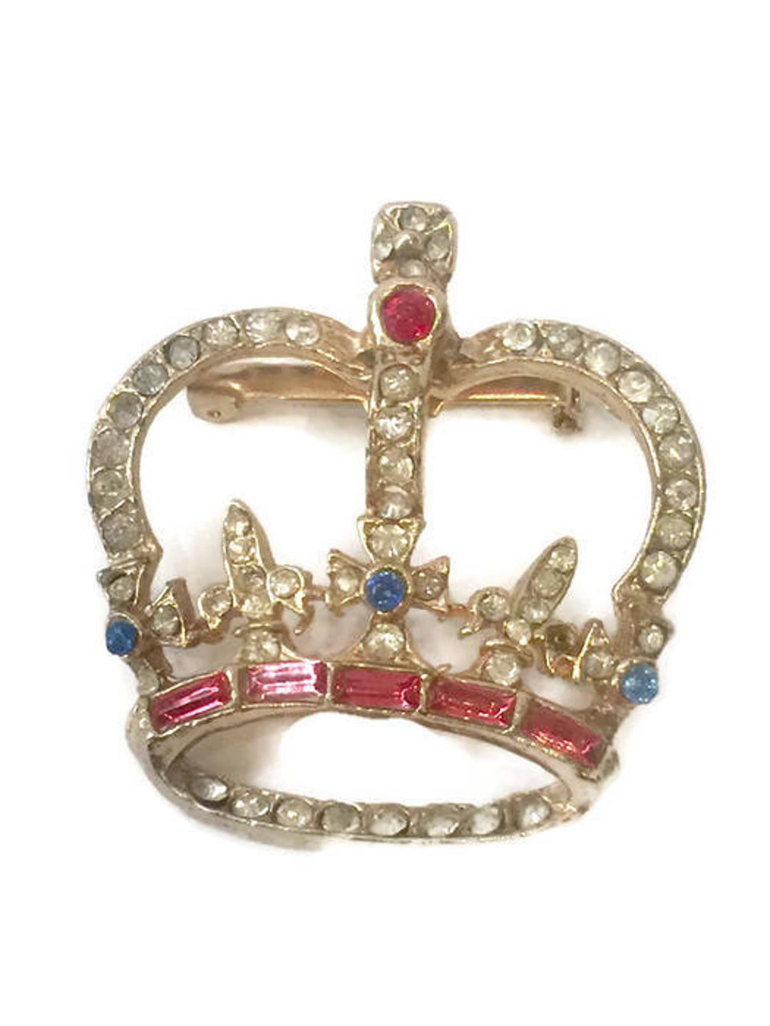 Rhinestone Encrusted Crown Brooch, Jewelry, - Etsy