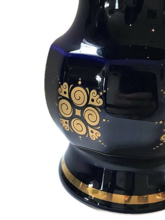 Echt Kobalt Porcelain Vase Rich Cobalt Blue With Gold Design - Etsy