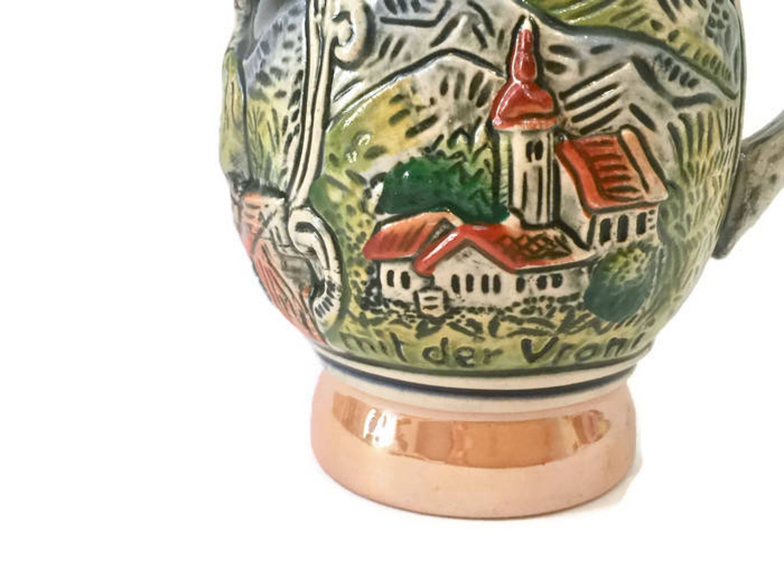 Vintage Small German Beer Mug With Raised Ceramic Images and | Etsy