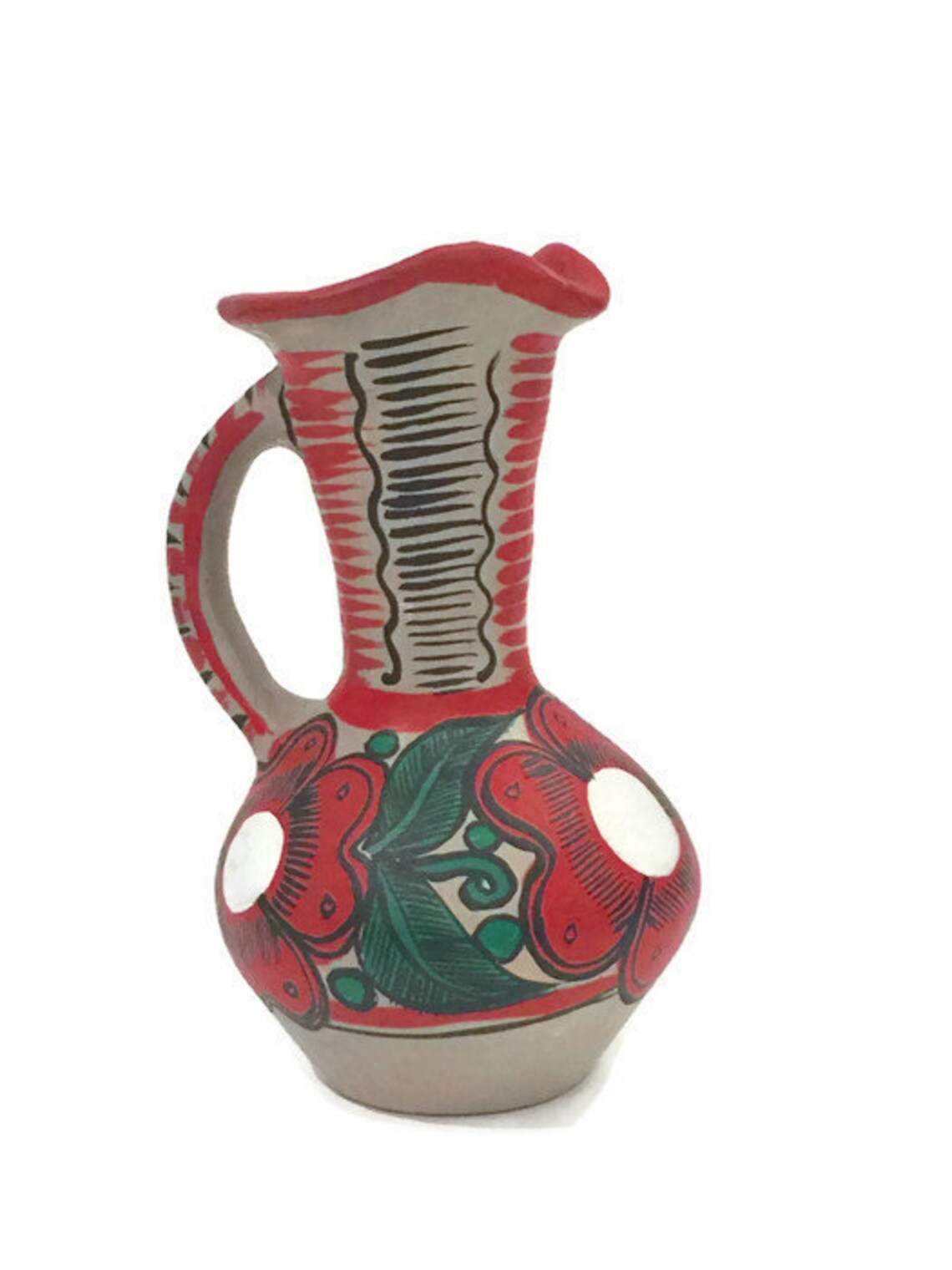 Hand Painted Pottery Jug / Vase with Bold Colourful Design. | Etsy