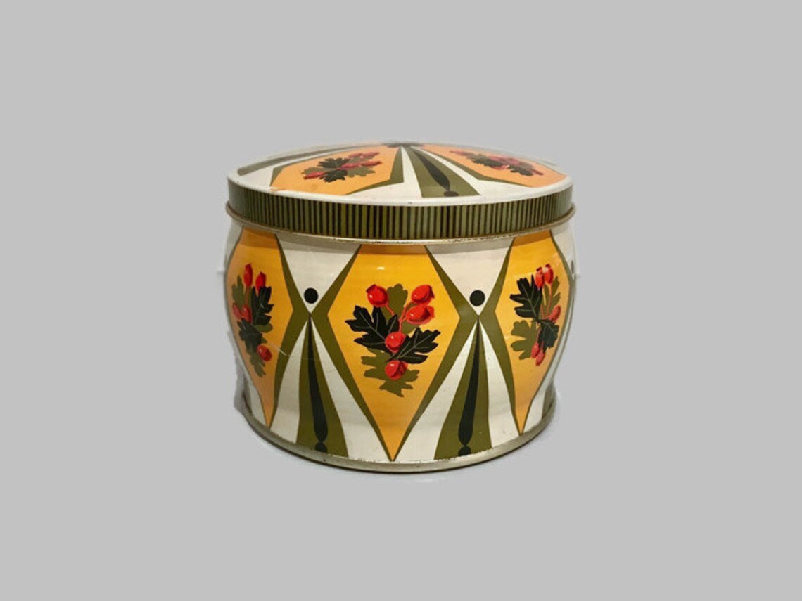 Vintage Lithograph Tin Box / Container Unique Design and | Etsy