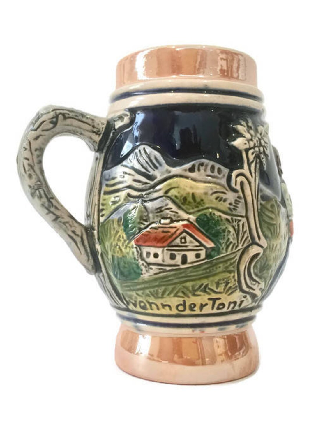 Vintage Small German Beer Mug With Raised Ceramic Images and | Etsy