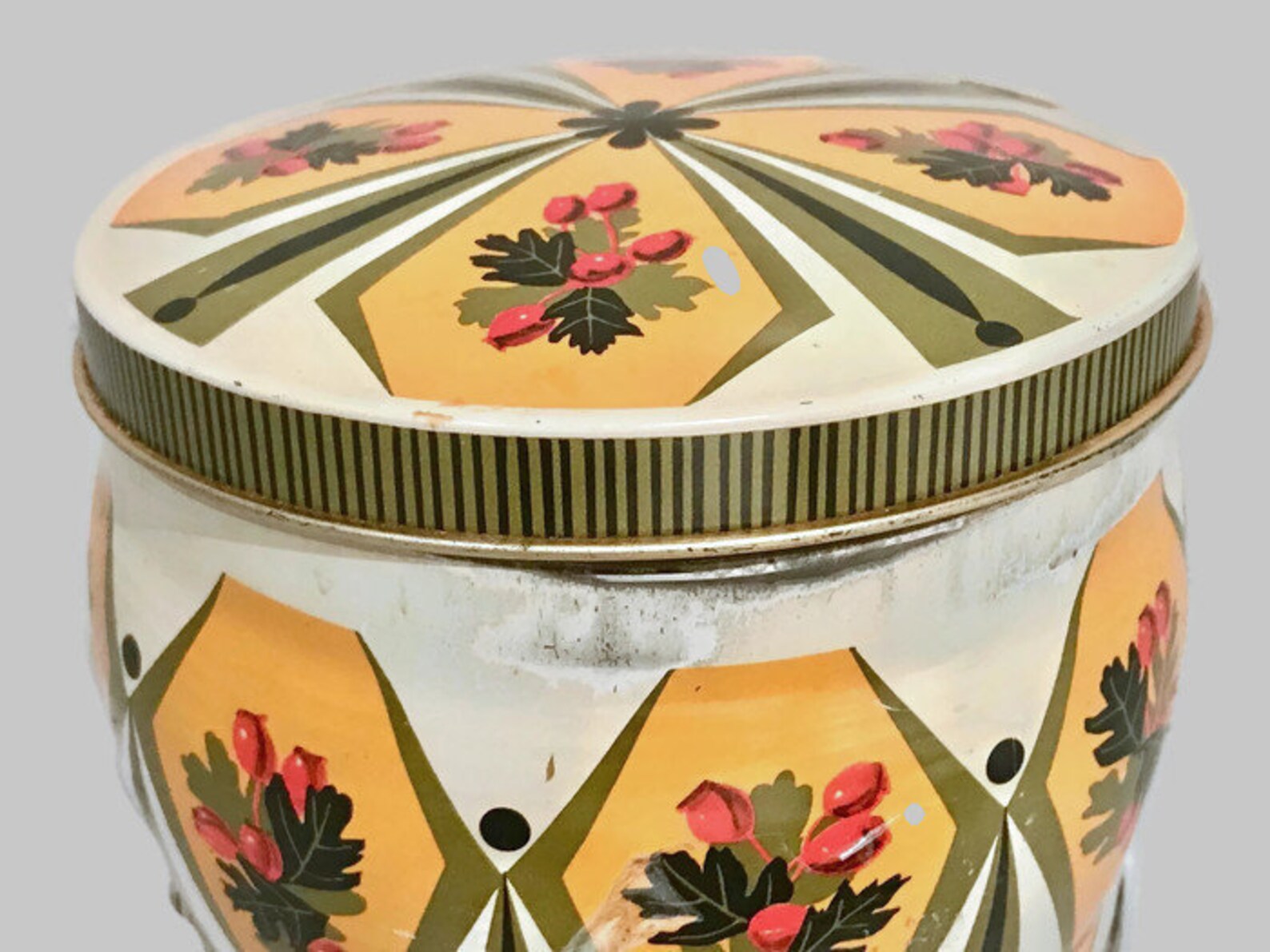 Vintage Lithograph Tin Box / Container Unique Design and | Etsy