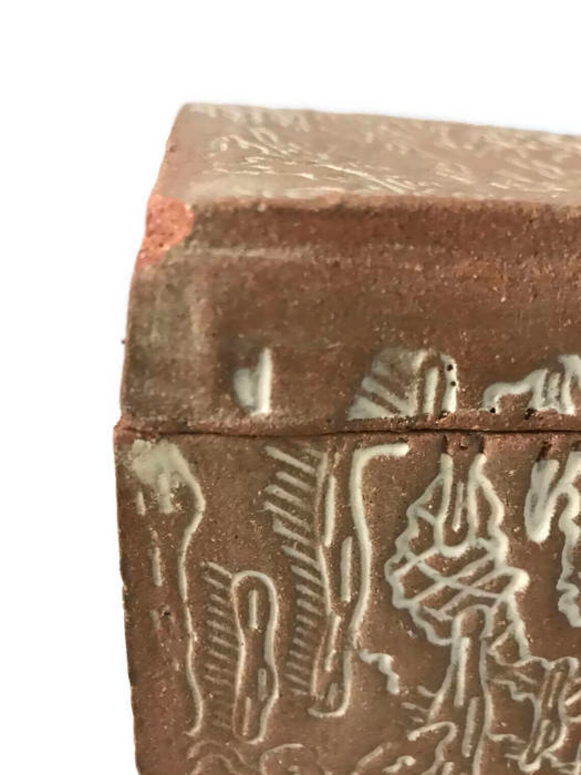 Unique Etched Natural Clay Box With Lid Intricate Artwork | Etsy