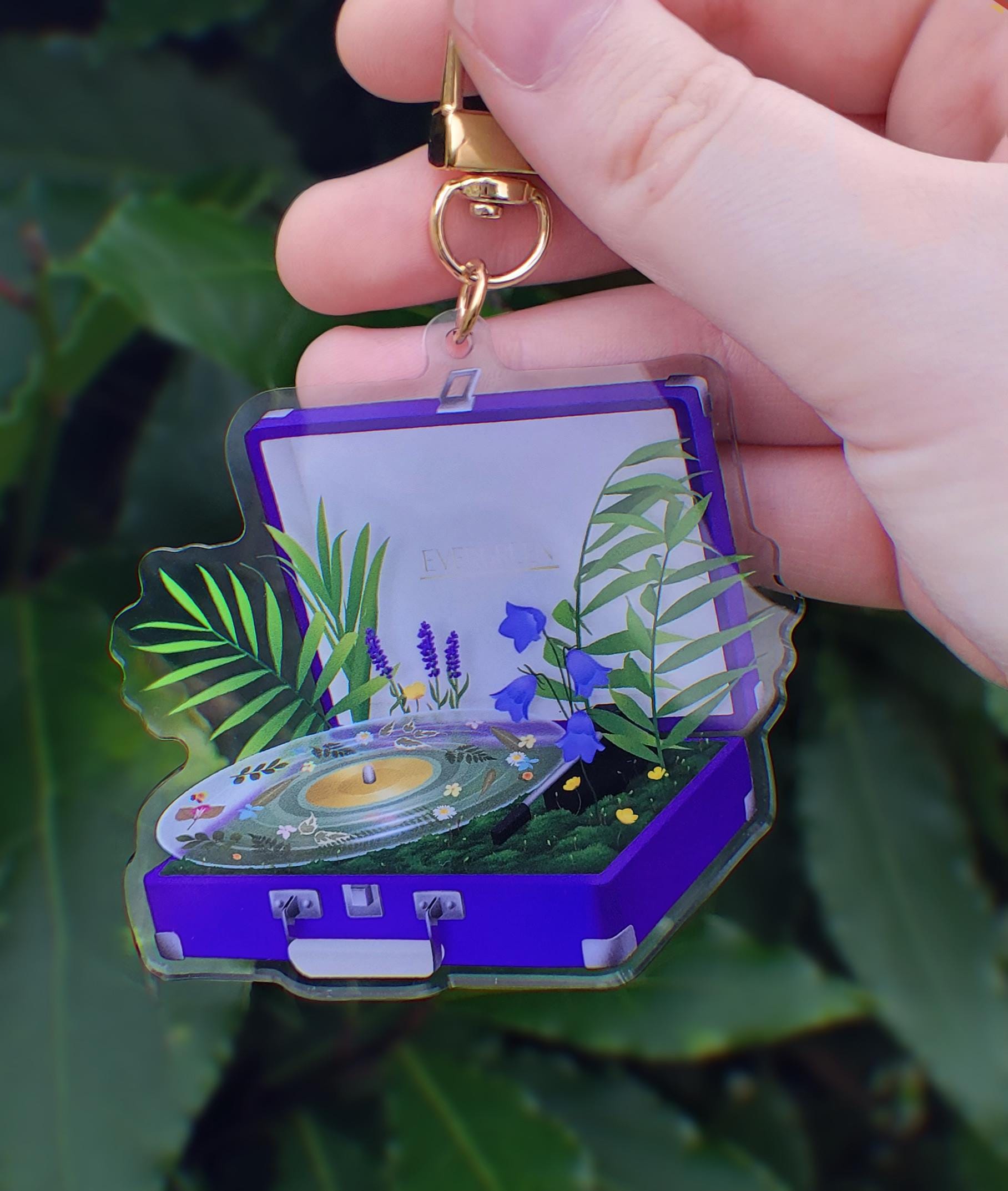 Evergreen Transparent Vinyl Player Acrylic Keyring, Music Themed ...