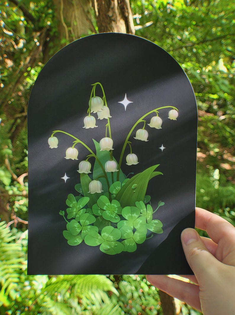 Clover Patch Arched Print, Floral Art Print, Plant Illustration ...