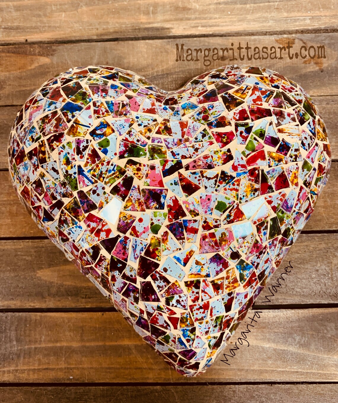 Rainbow Mosaic Heart custom Mosaic Heart stained Glass - Etsy UK