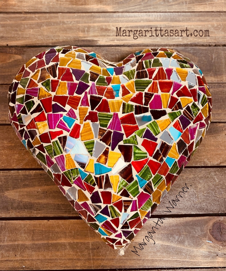 Coeur en mosaïque artisanale. - Etsy France