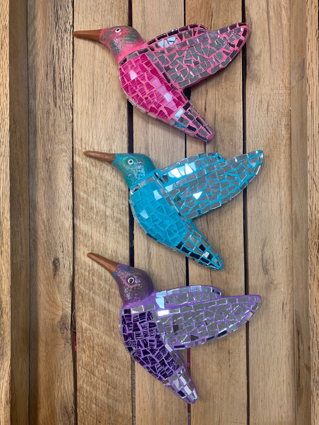Set of 3 Mosaic Hummingbird,ceramic Hummingbird,wall Hanging ...