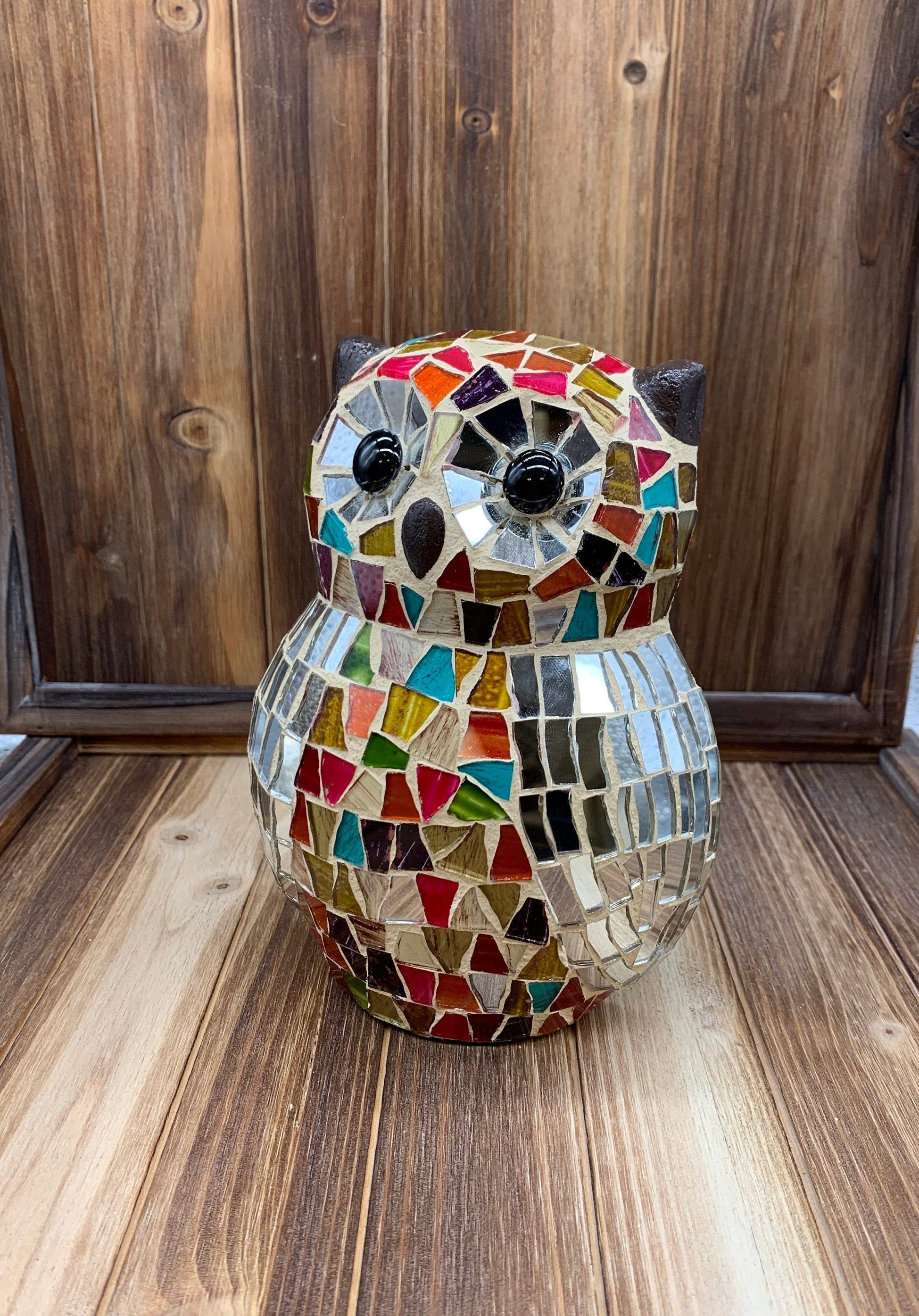 Artisanal Mosaic Owl Handmade Owl Wall Decor Looking Glass | Etsy
