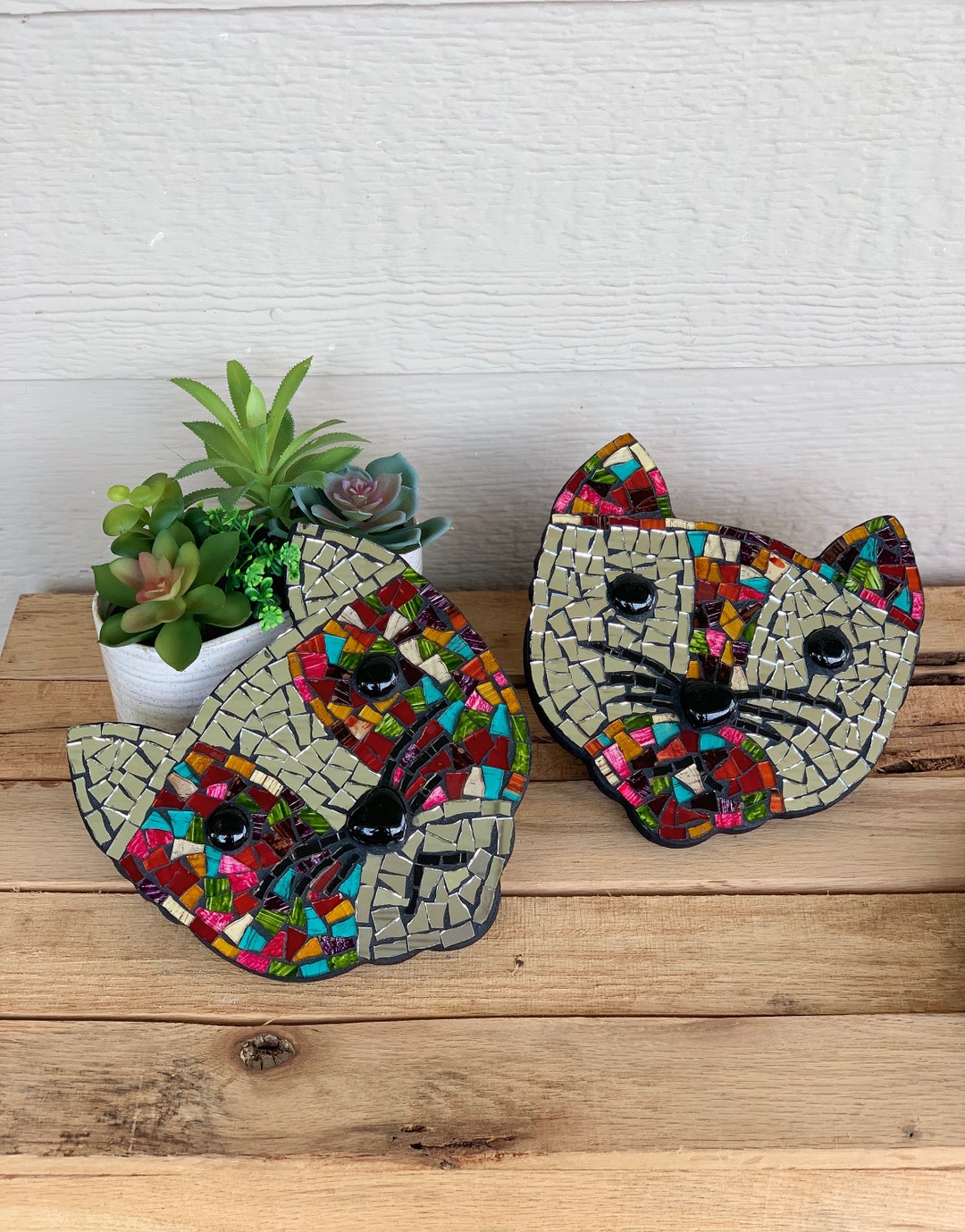 Glass Art Mosaics,artisanal Mosaic Cat,wall Hanging Cat,kitty Mosaic ...