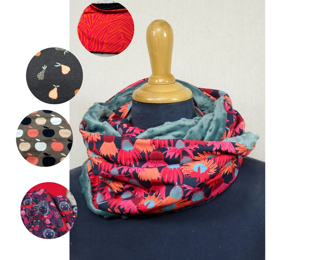 Trendy Women's Snood, Double Collar, Flower Pattern Tube Scarf, Mermaid ...