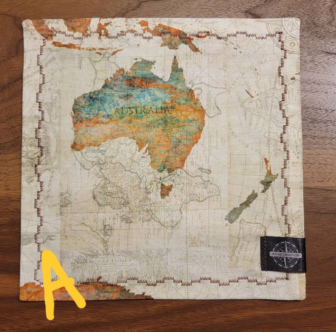 8x8 Vintage Maps Themed Microfiber Backed Cotton Stitched EDC Hank - Etsy