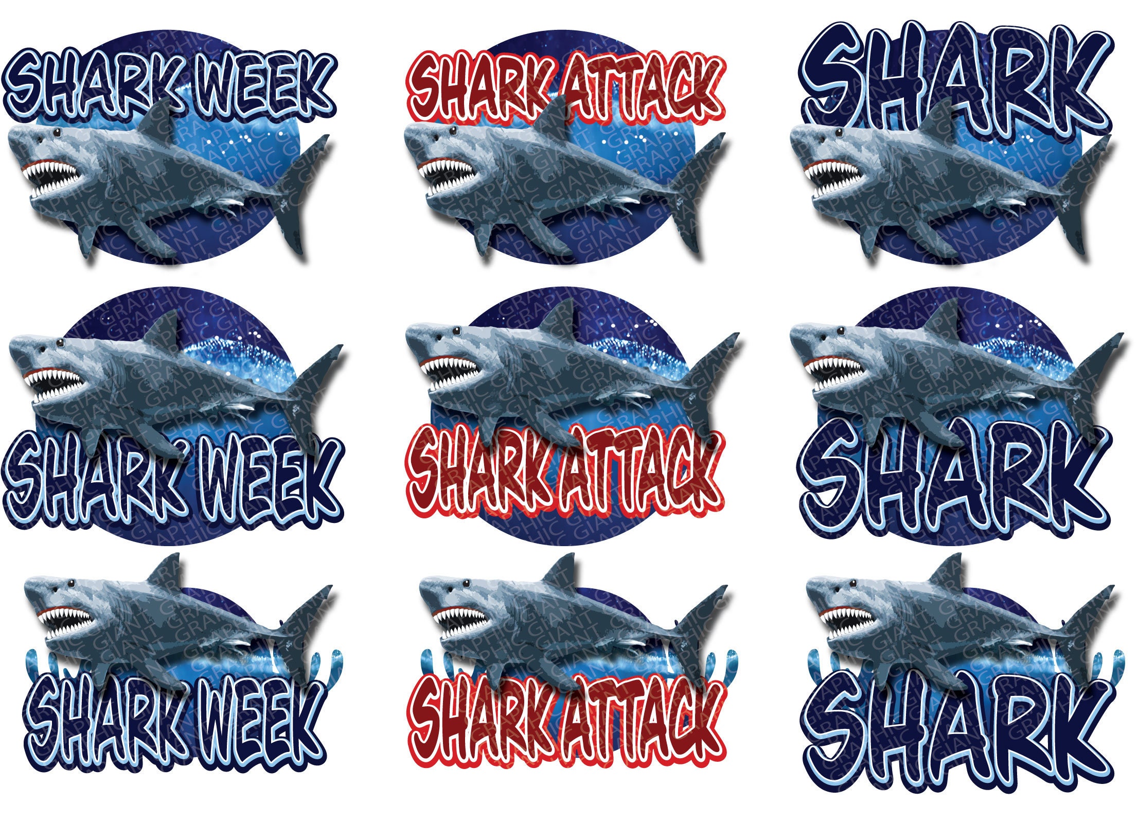 Shark Week - Shark Attack - Shark- 9 Designs PNG - Etsy