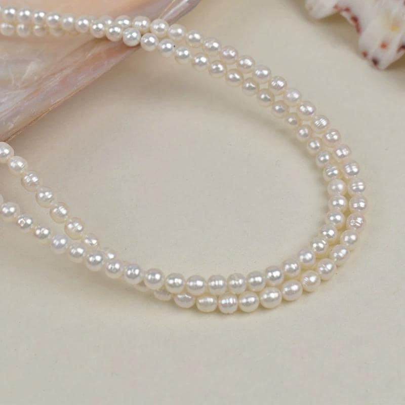 White Natural Near Round Pearl Beads: Threaded AK Freshwater Pearl ...