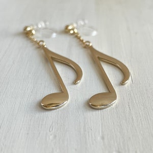 Music Note Earrings Invisible Clip on Earrings Big Large - Etsy