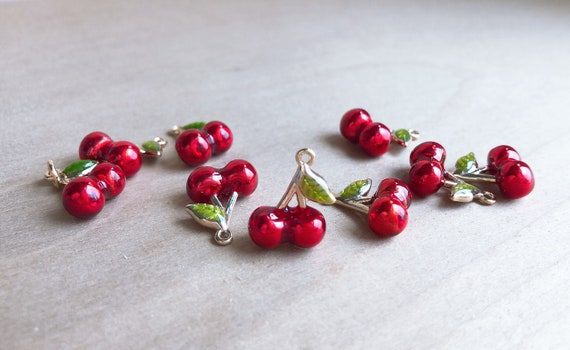 Cherry 1 Pc Tiny Cherry Charm Cherry Charm Tiny Gold | Etsy