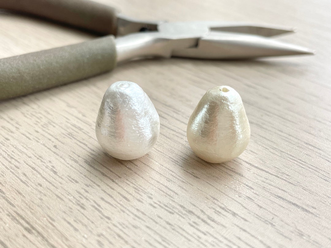 12 X 16mm Teardrop Cotton Pearls, White / Kyska Color, Tear Drop Shape ...