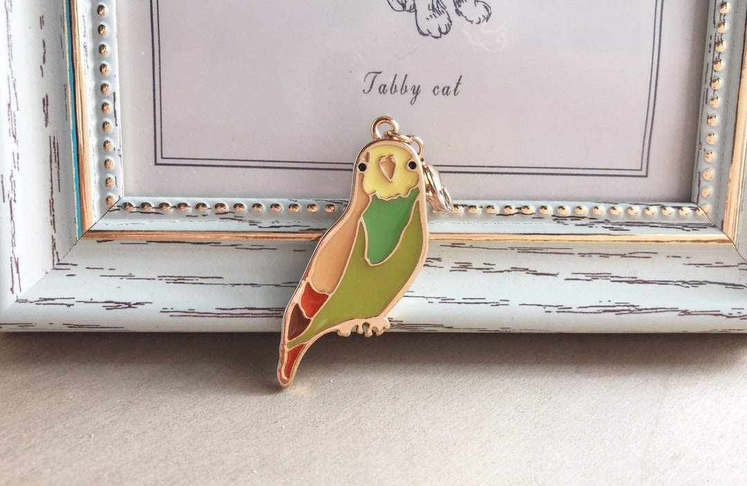 Large Budgie Charm, Clip on / Phone Strap / Keychain, Gold Plated ...