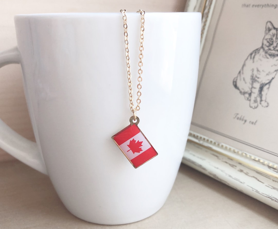 Gold Plated Canadian Flag Necklace, Travel Lover Gift, Patriotic ...