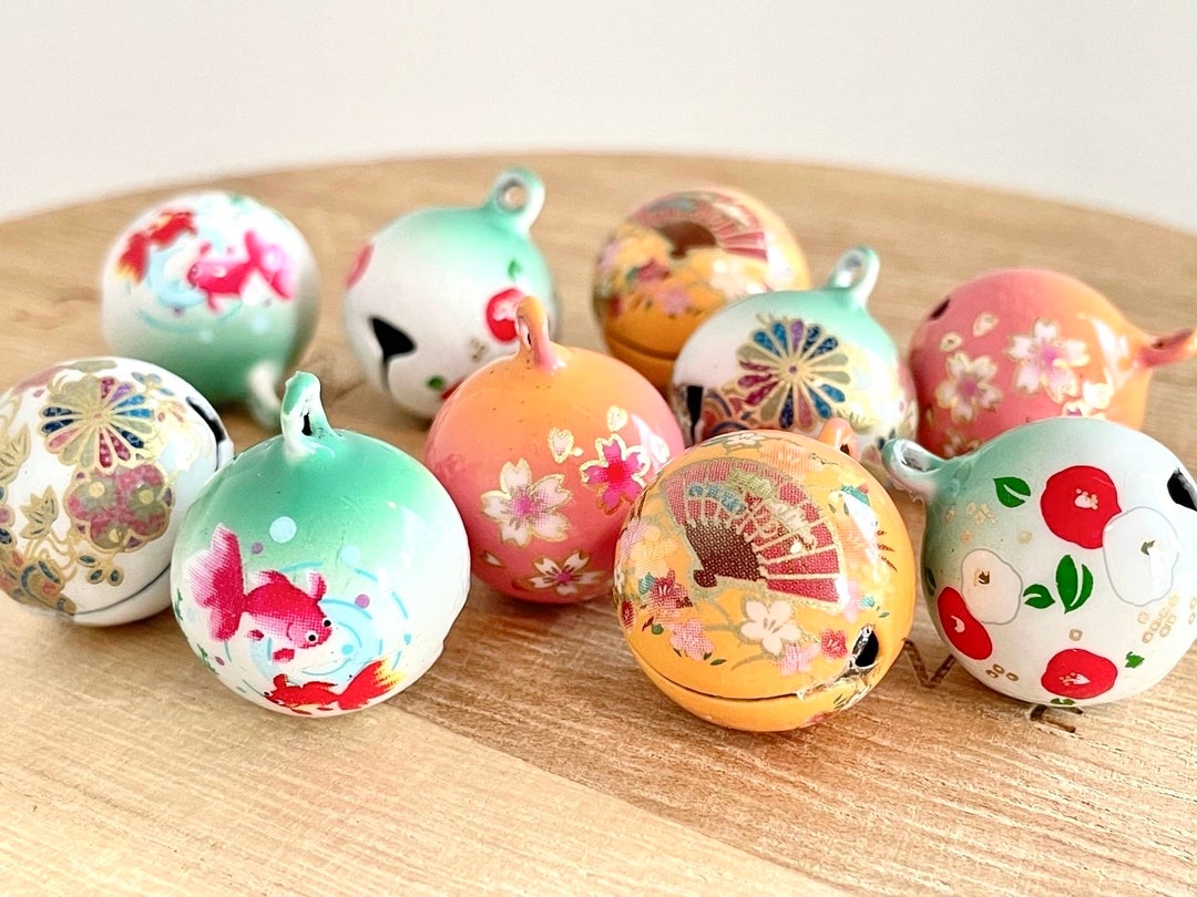 Japanese Bell Keychain / Phone Strap / Bag Charm, Goldfish / Sakura ...