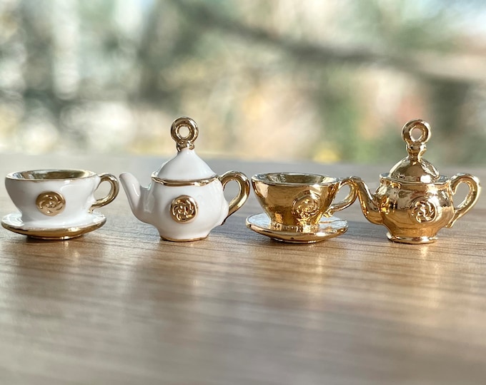 Tea Set Charm Tea Set Pendant Sterling Silver Charm British - Etsy