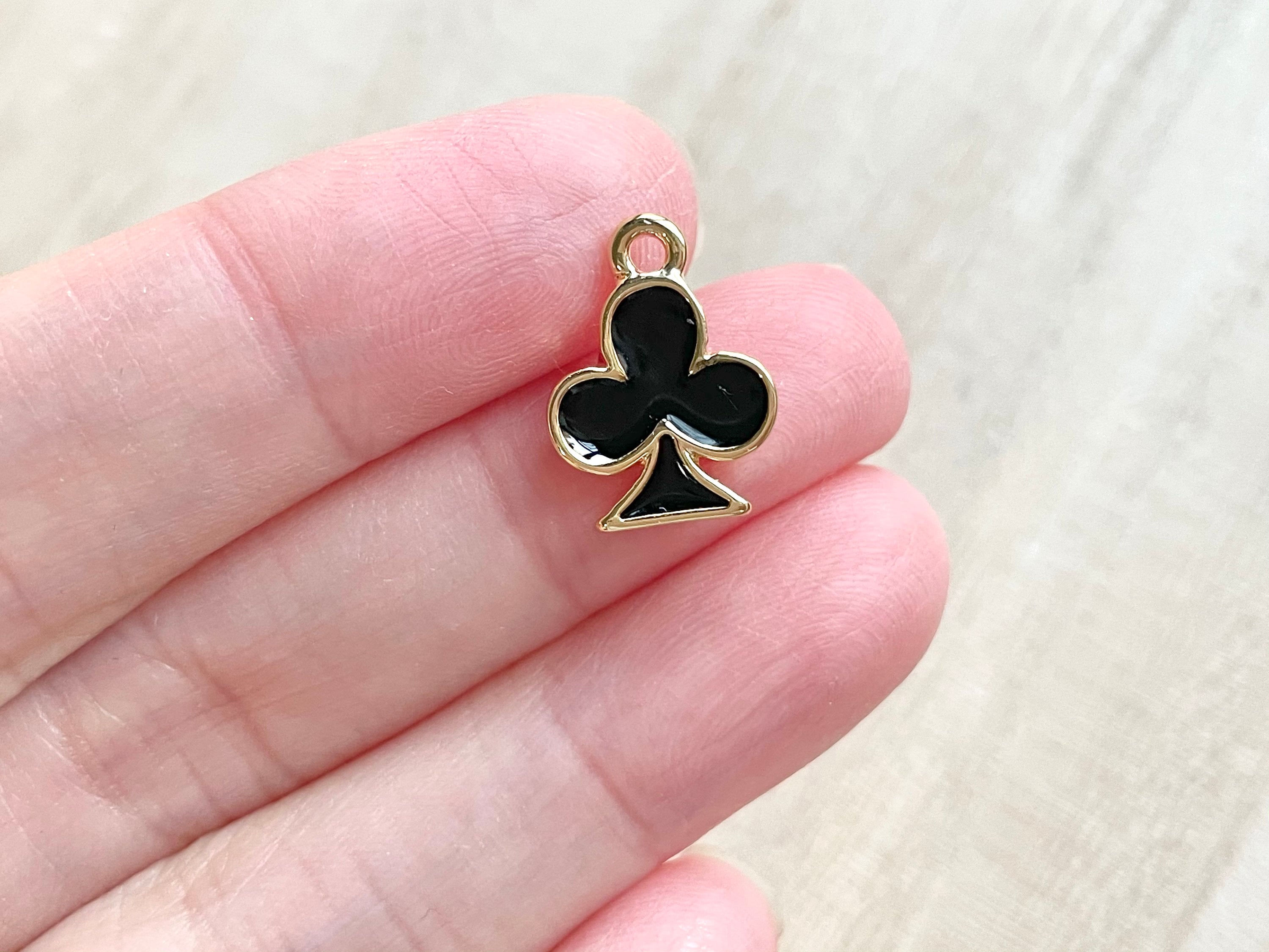Poker Cards Charms Playing Cards Charms Gold Plated Enamel | Etsy