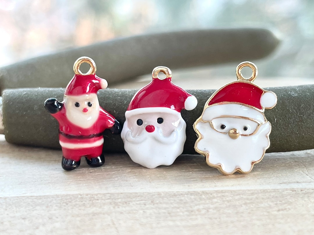 Santa Charm Gold Plated Enamel Santa Claus Charm Christmas - Etsy