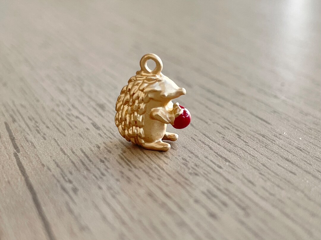 Tiny Hedgehog Charm: 13x10mm, Matt Gold Plated, Zipper Pull, Phone ...