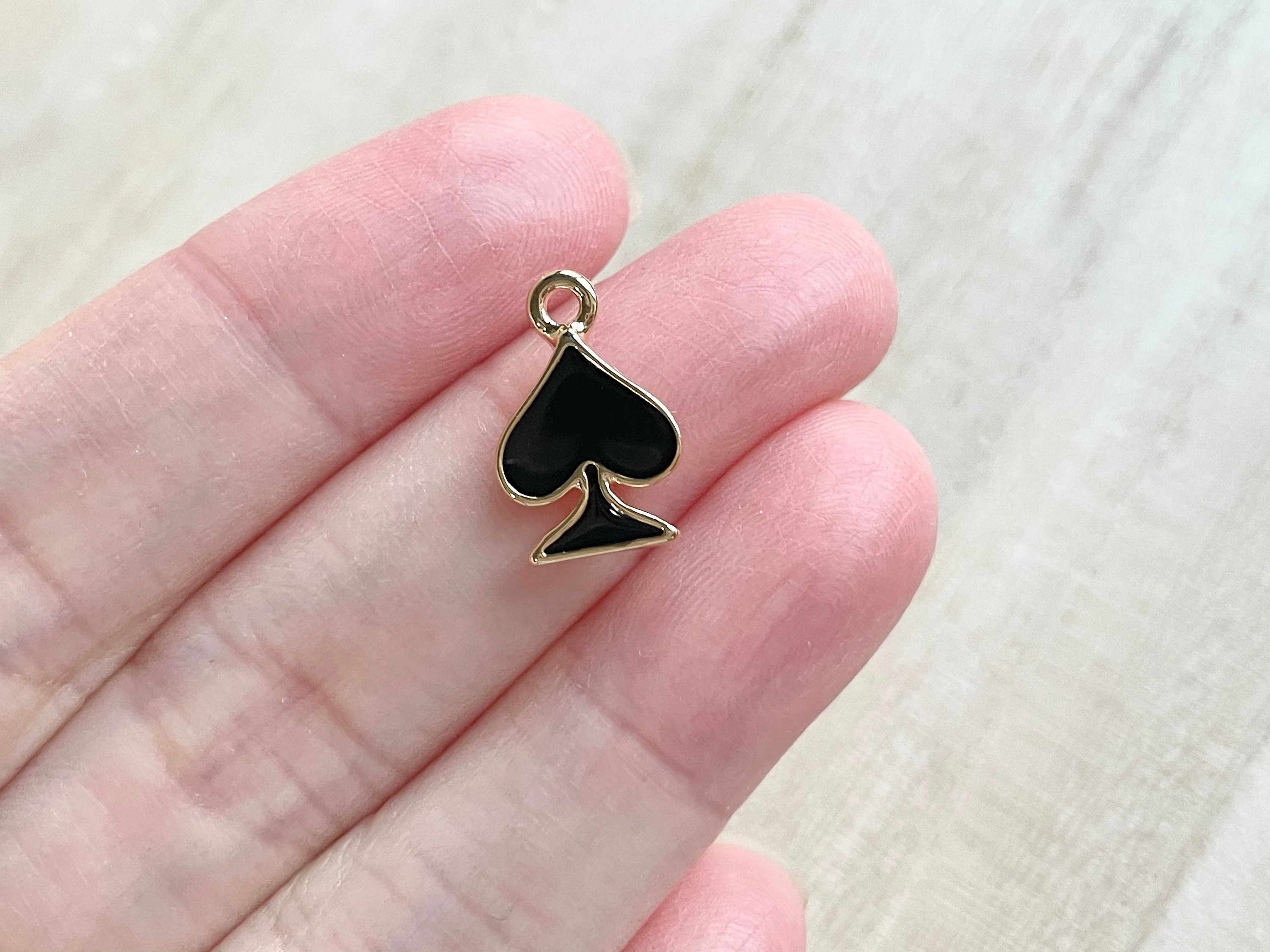 Poker Cards Charms Playing Cards Charms Gold Plated Enamel | Etsy